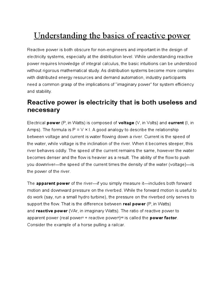 Understanding The Basics of Reactive Power | PDF | Ac Power | Electric ...
