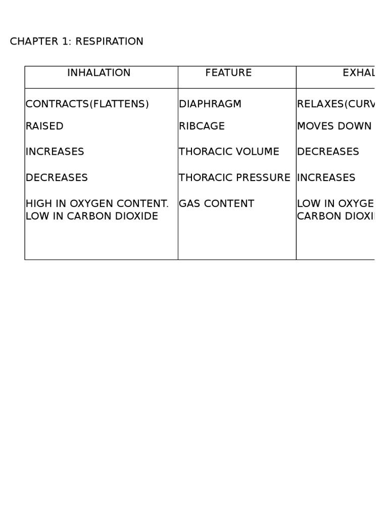 Table Inhale and Exhale | PDF