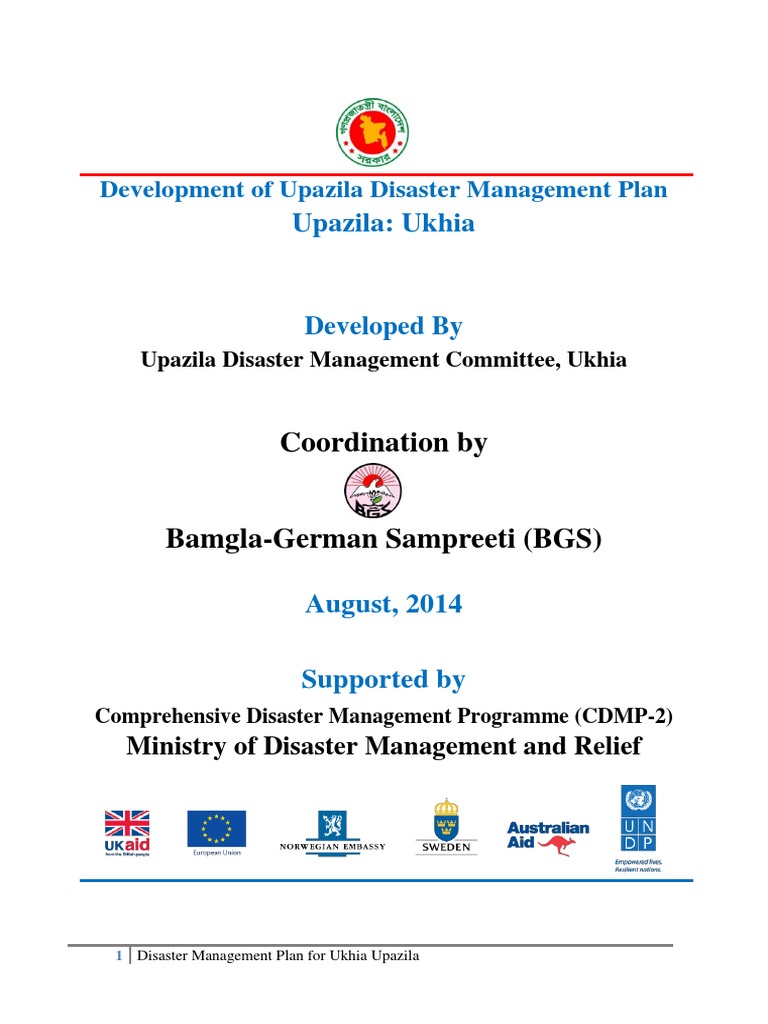 DM Plan Ukhia Upazila Coxsbazar District - English Version-2014 | PDF ...