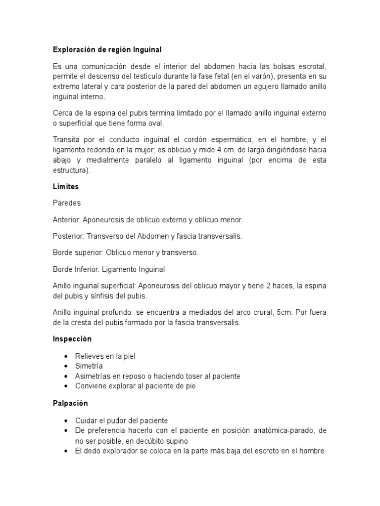 Guía de Exploración Inguinal | PDF