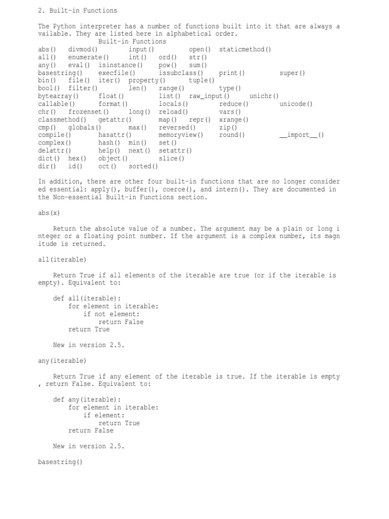 Python Built in Functions Tutorial | PDF | Parameter (Computer ...
