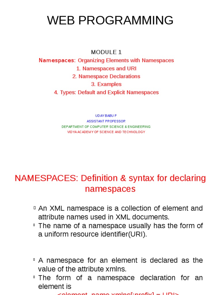 XML Namespace | PDF | Namespace | Uniform Resource Identifier