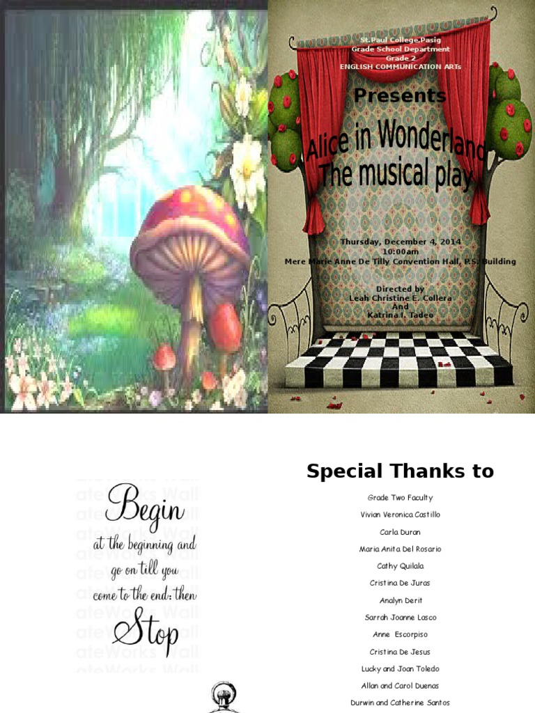 ALice in Wonderland Program | PDF | Anthropomorphism | Literary Characters