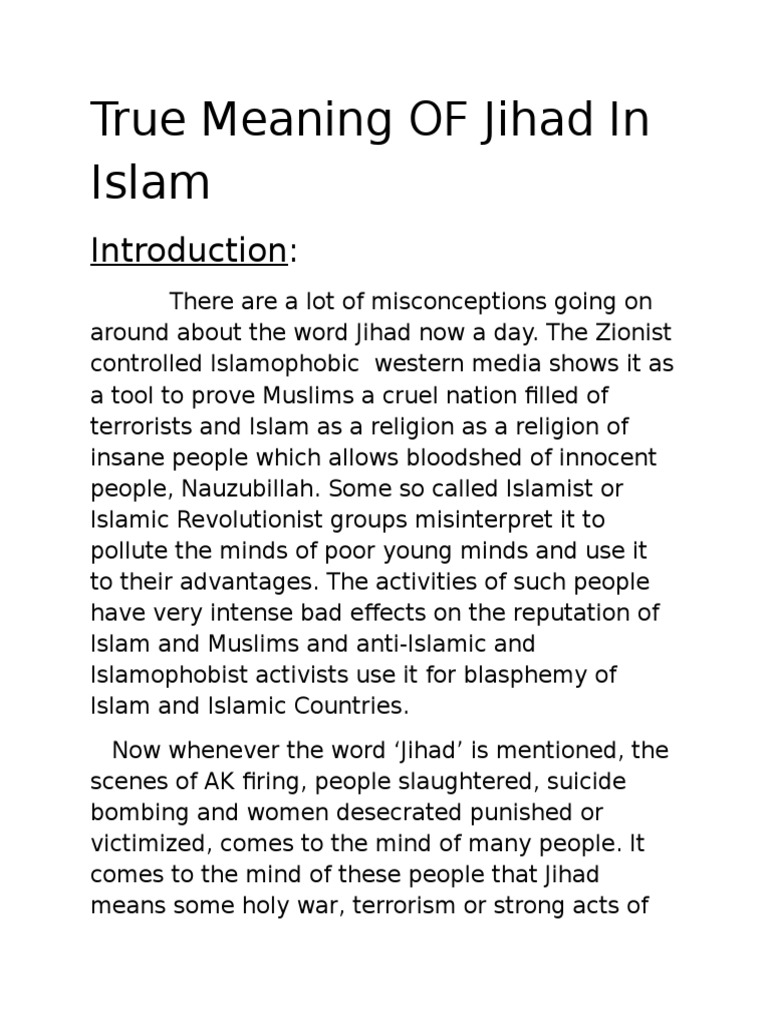 True Meaning of Jihad in Islam | PDF | Jihad | Peace