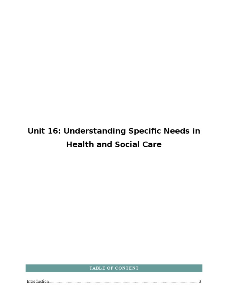 Understanding Specific Needs in Health and Social Care | PDF | Stroke ...