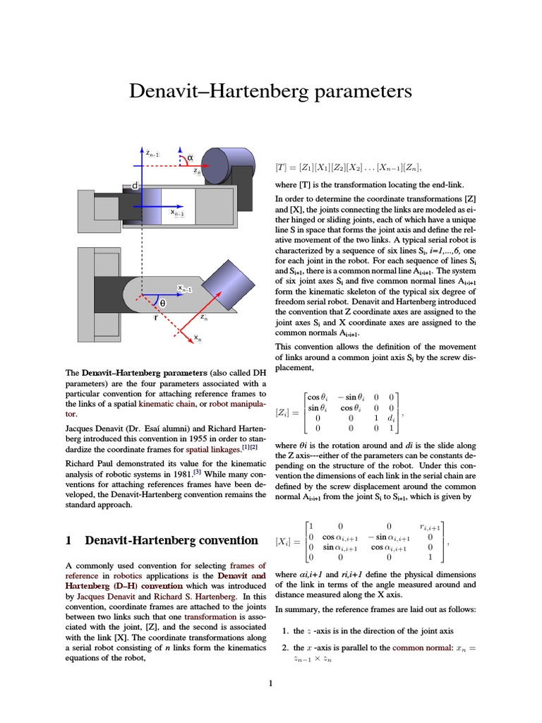 Denavit-Hartenberg Parameters | PDF | Theoretical Physics | Physics