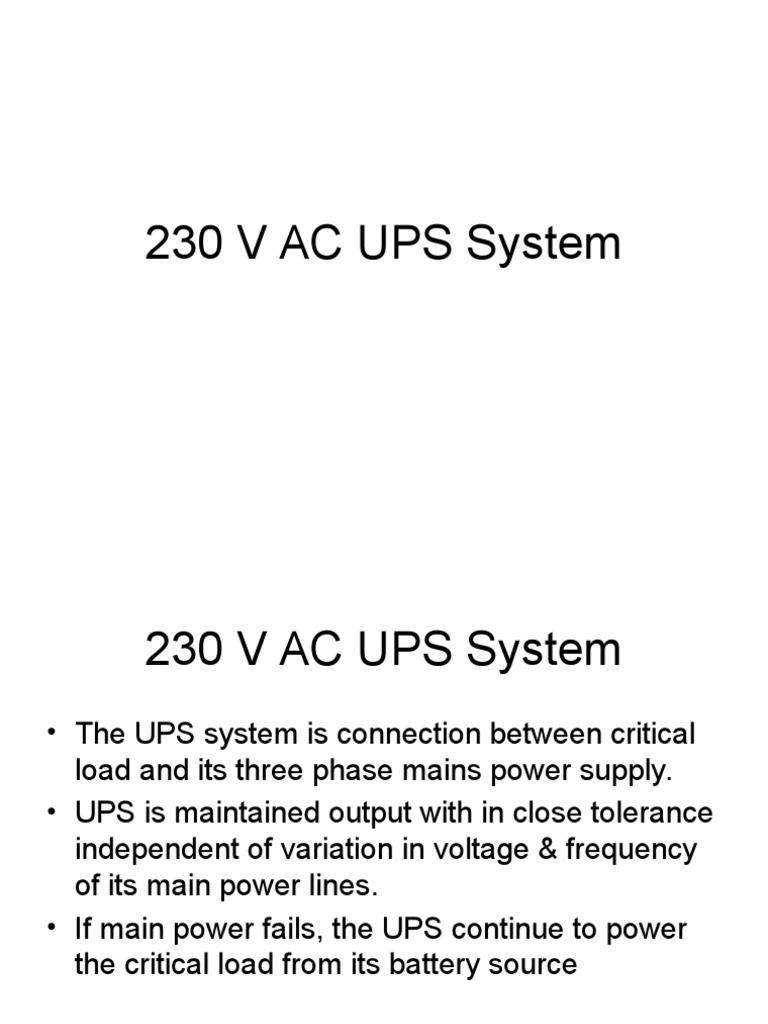 230 V AC UPS System | PDF