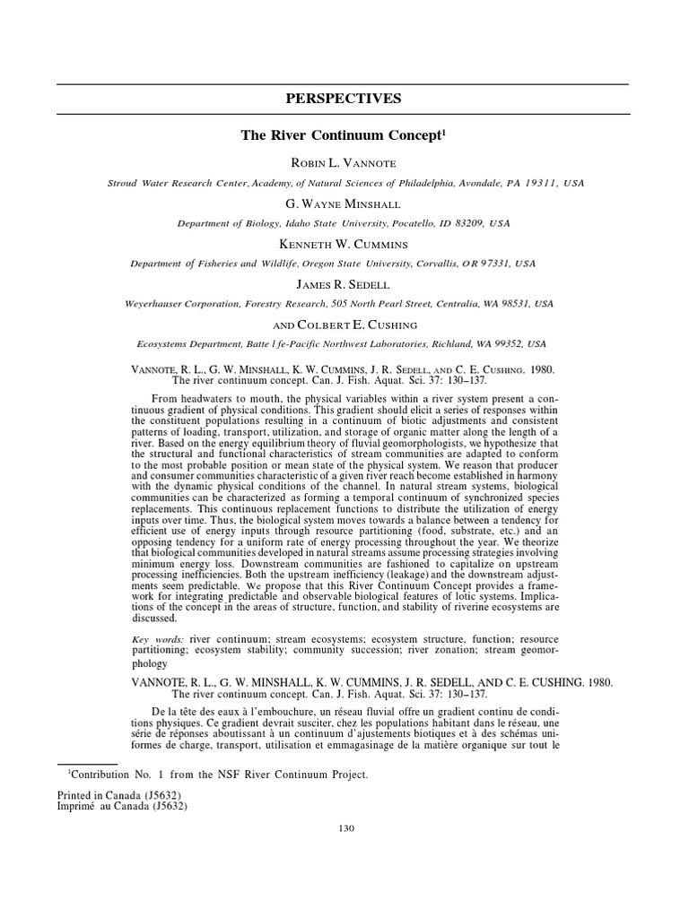 The River Continuum Concept PDF | PDF | River | Ecosystem