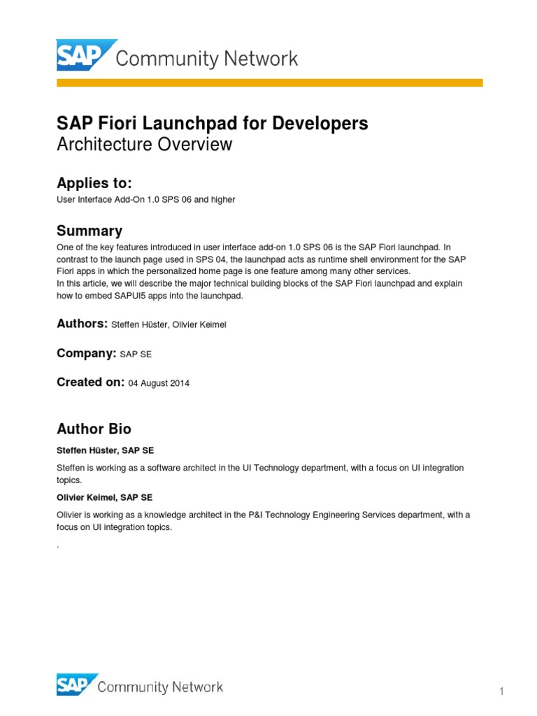 SAP Fiori Launchpad For Developers - Architecture Overview | PDF ...