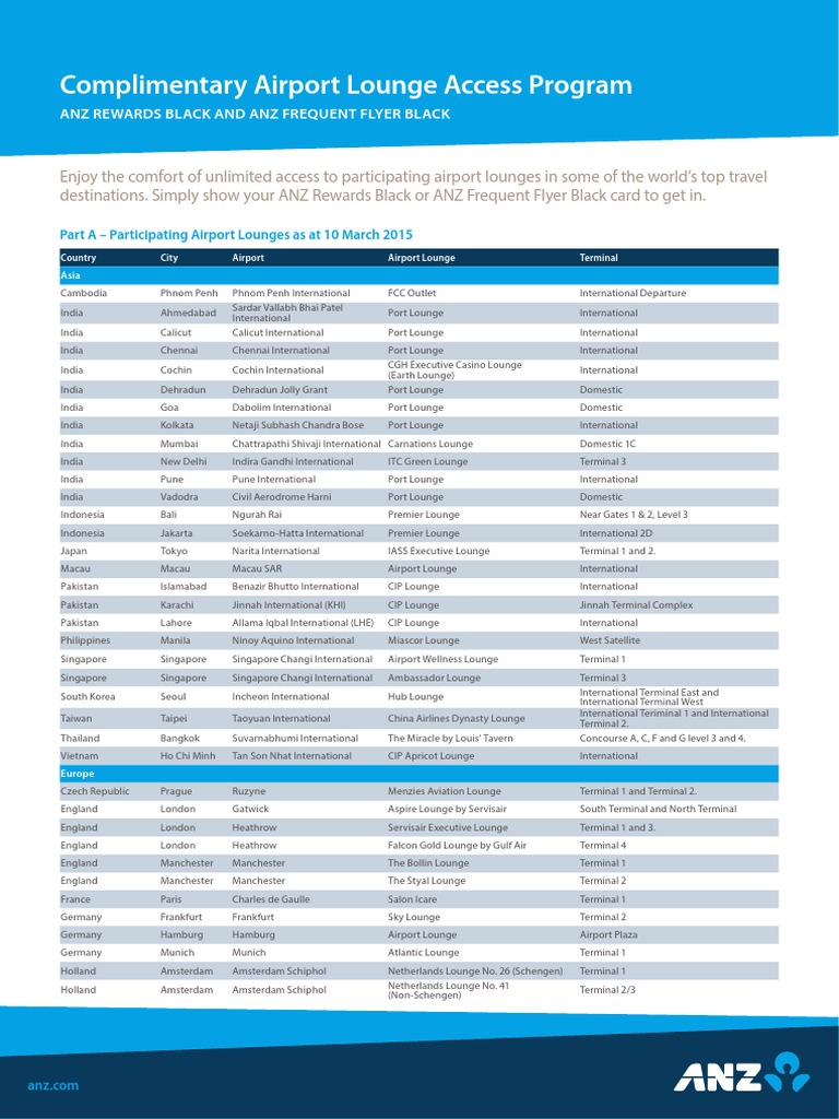 Complimentary Airport Lounge Access Program Terms Conditions | PDF ...