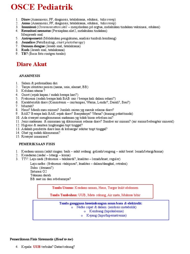 OSCE Pediatrik !!!!! | PDF
