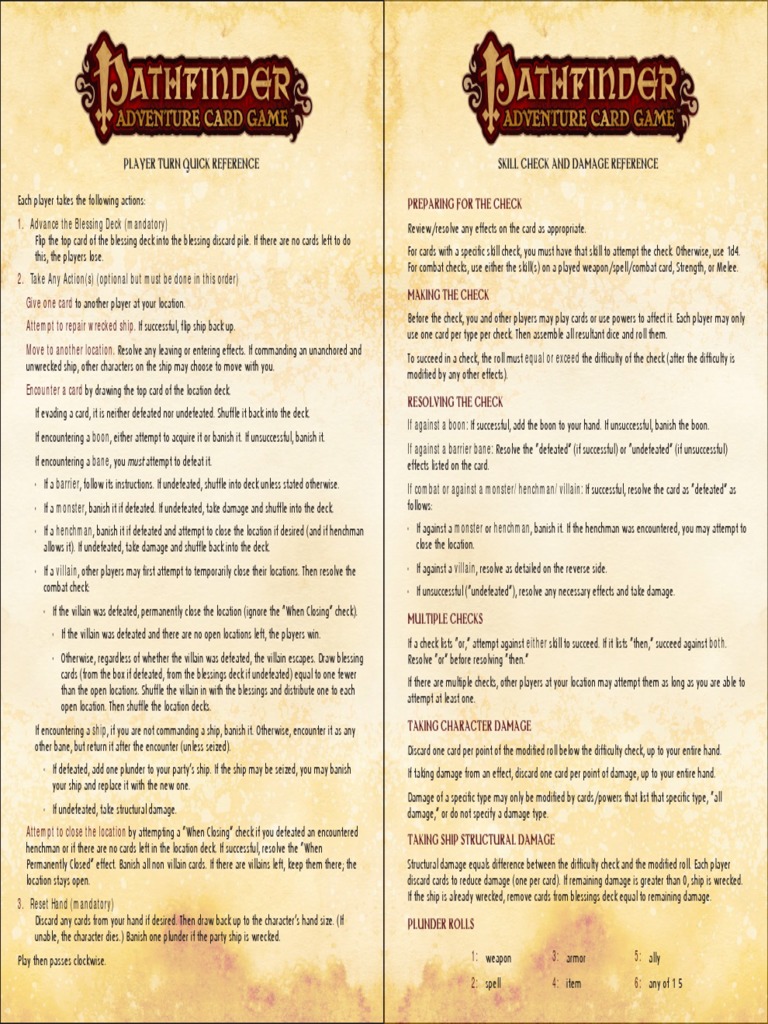 Pathfinder Adventure Card Game - Rules & Faq | Playing Cards | Dice ...