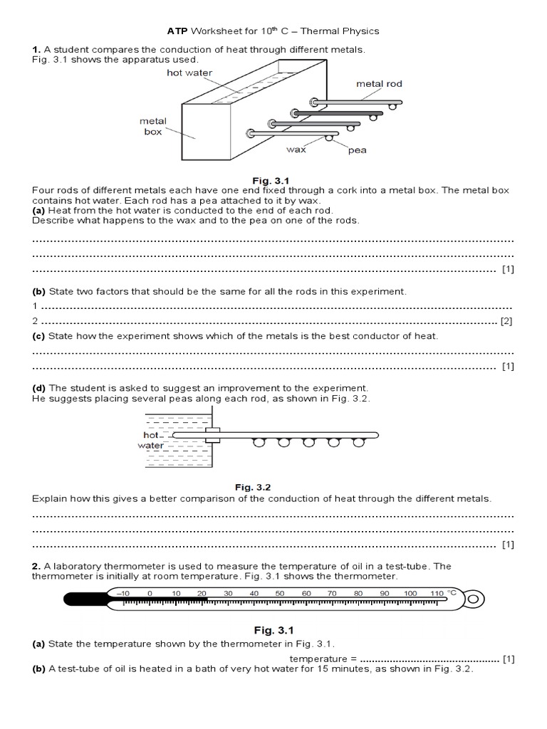 10c Atp Worksheet | PDF | Thermometer | Heat Capacity