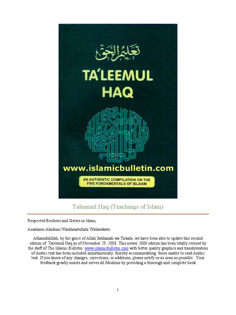 Taleemul Haq (Teachings of Islam) | PDF | Prophets And Messengers In ...