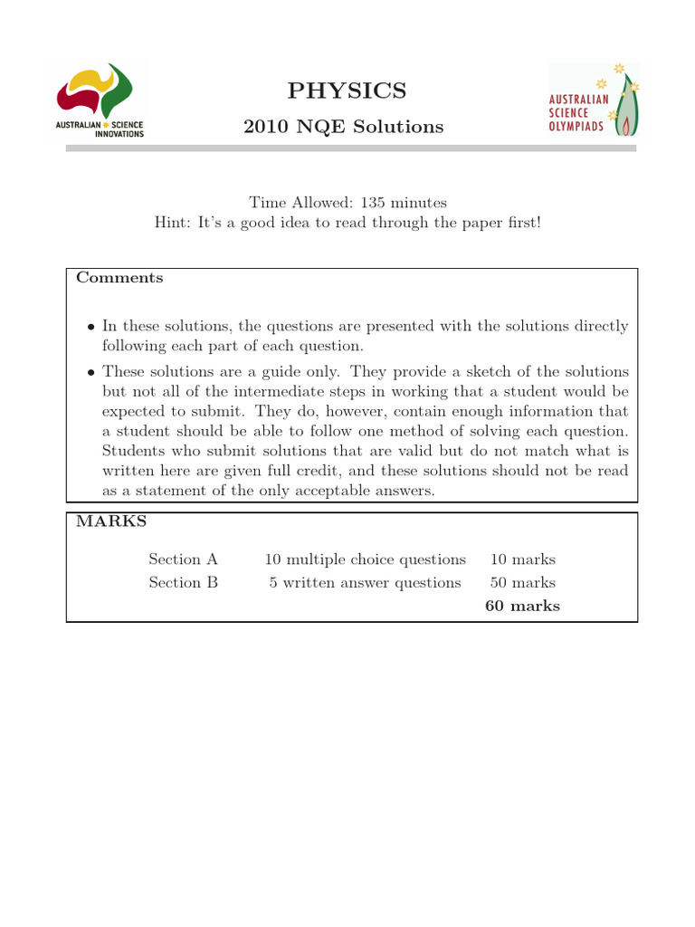 Australian Physics Olympiad 2010 | PDF | Collision | Earth
