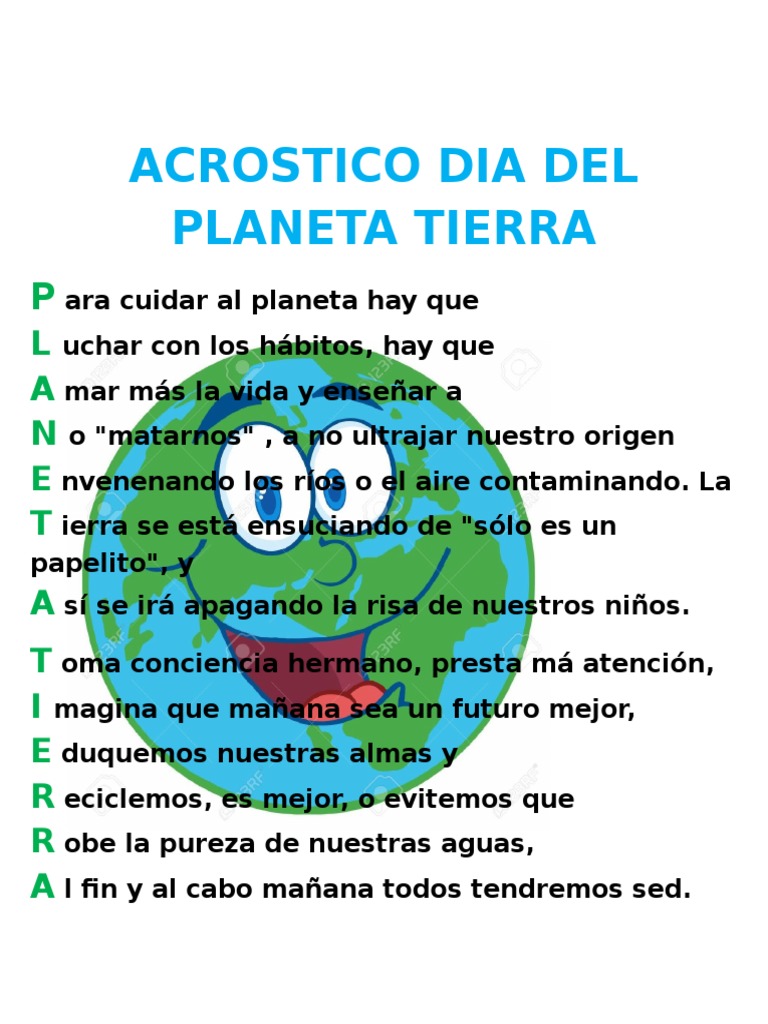 Acrostico Dia Del Planeta Tierra | PDF | Naturaleza