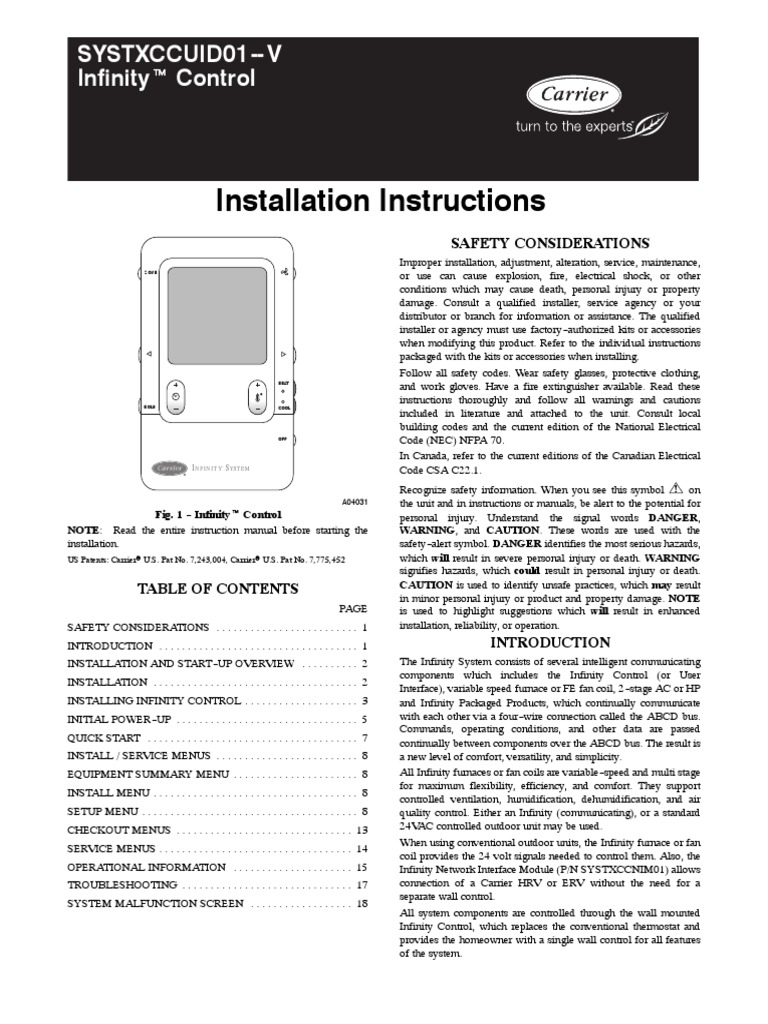 Extraordinary Carrier Infinity Thermostat Instruction Manual Photos