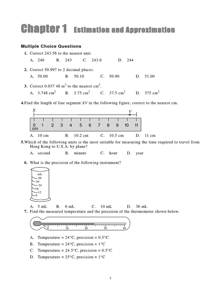 S2 CH 1 Estimation and Approximation Q | PDF | Significant Figures ...