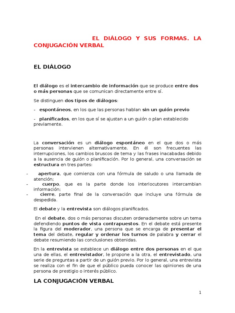 Tipos y características del diálogo | PDF | Conversacion | Verbo