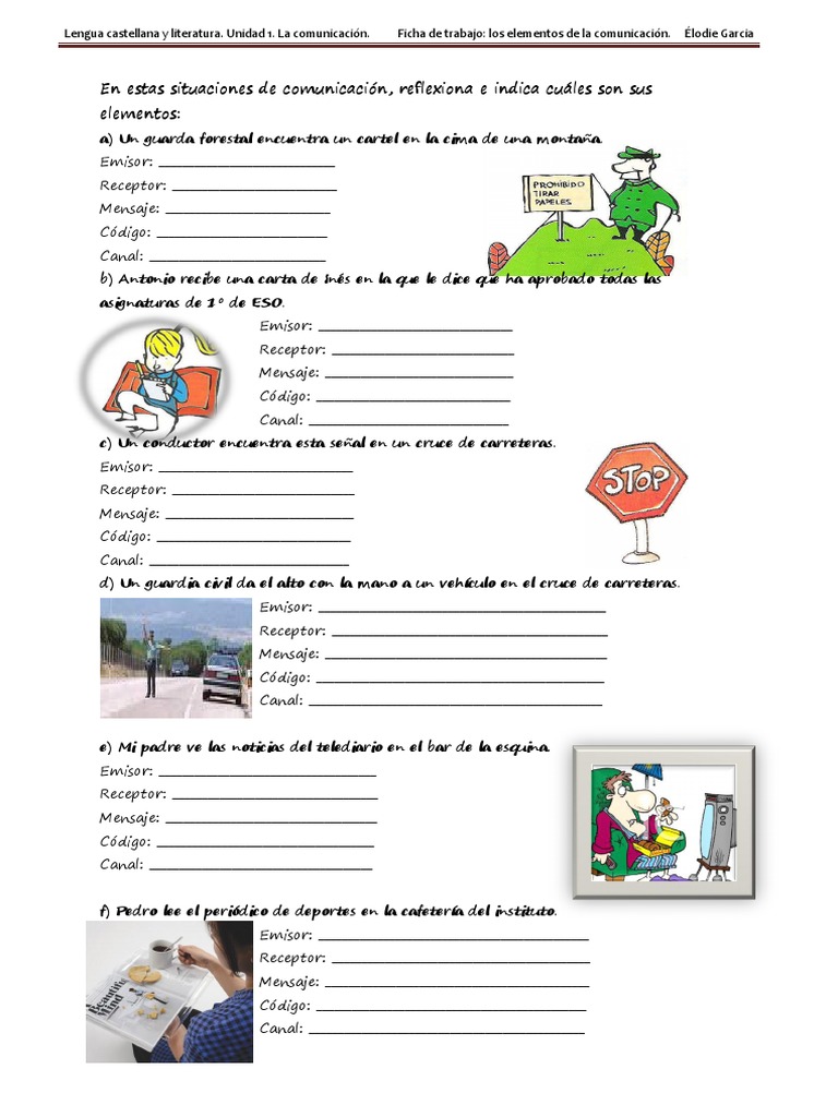 Unidad 1. Los Elementos de La Comunicación. Ficha de Trabajo | PDF