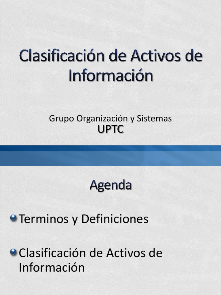 Inventario y Clasificación de Activos de Información | Software ...