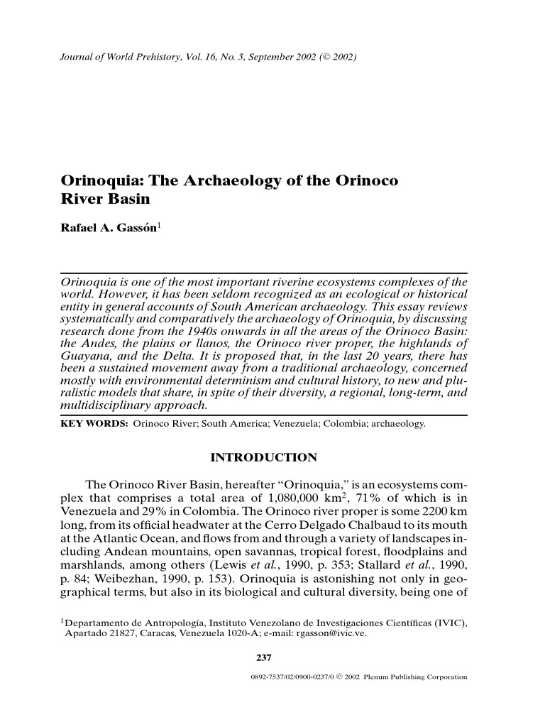 Gasson 2002 Orinoquia - The Archaeology of The Orinoco River Basin ...