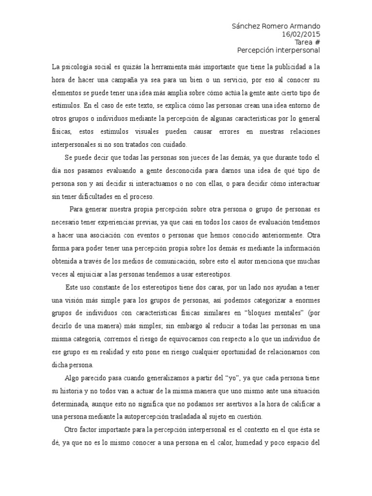 #4 Percepción Interpersonal | PDF | Percepción | Publicidad