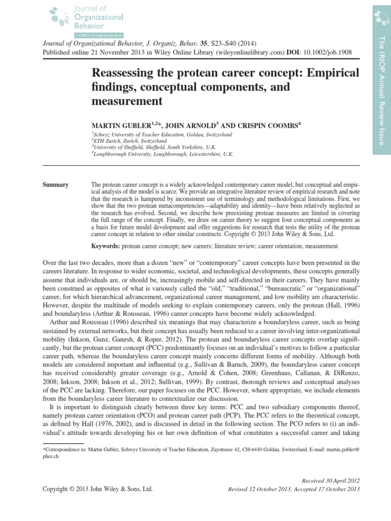 Reassessing the Protean Career Concept | PDF | Validity (Statistics ...