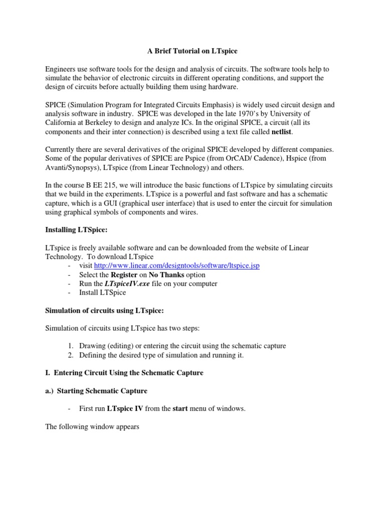 LTSpice Tutorial | PDF | Spice | Design