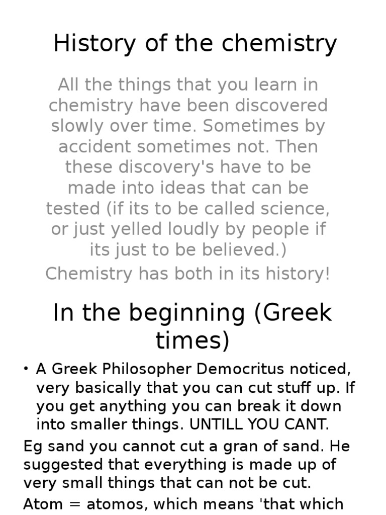 History of The Chemistry | PDF | Alchemy | Chemistry