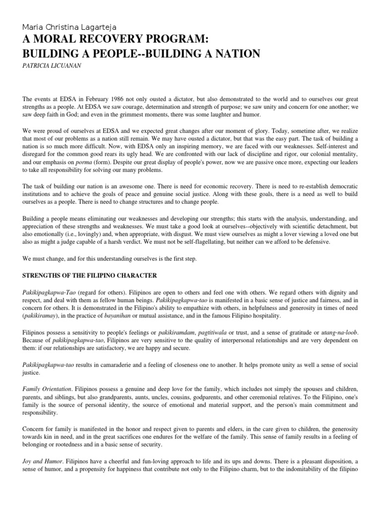 A Moral Recovery Program | Non Governmental Organization | Leadership