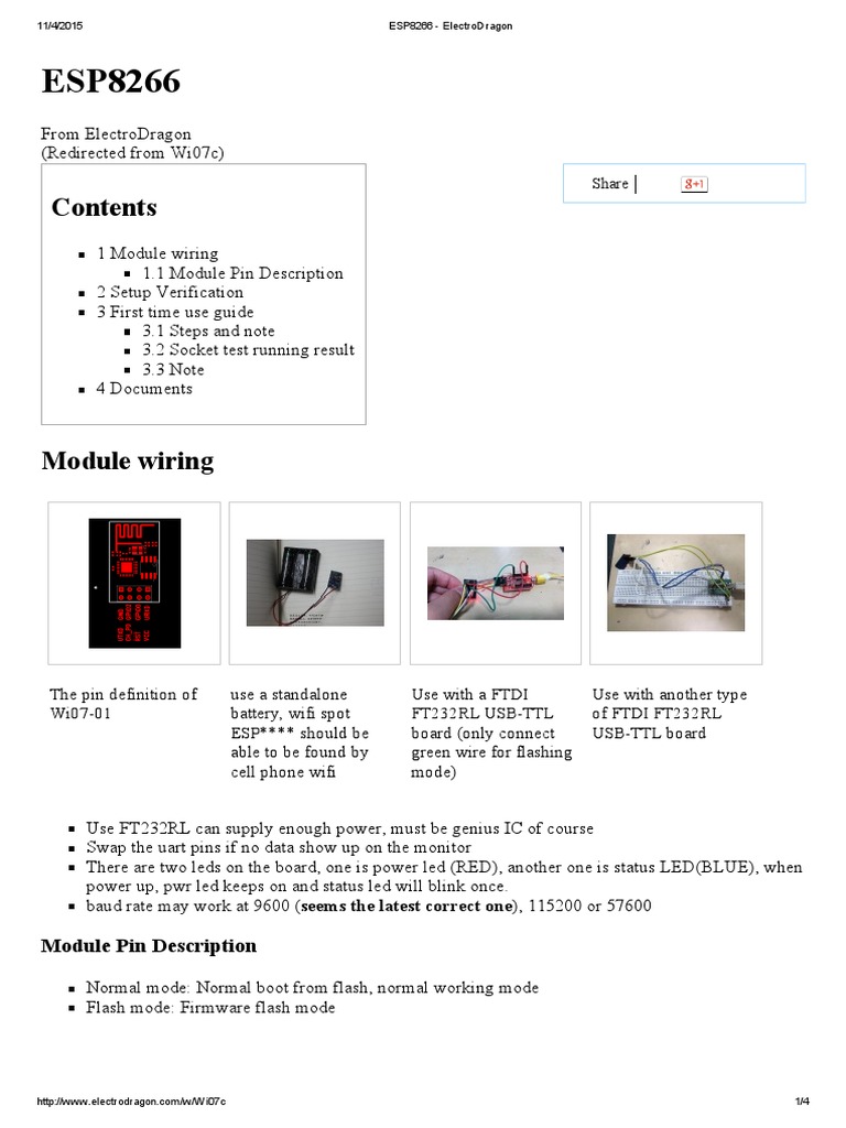 ESP8266 - ElectroDragon | PDF | Transmission Control Protocol | Network Socket