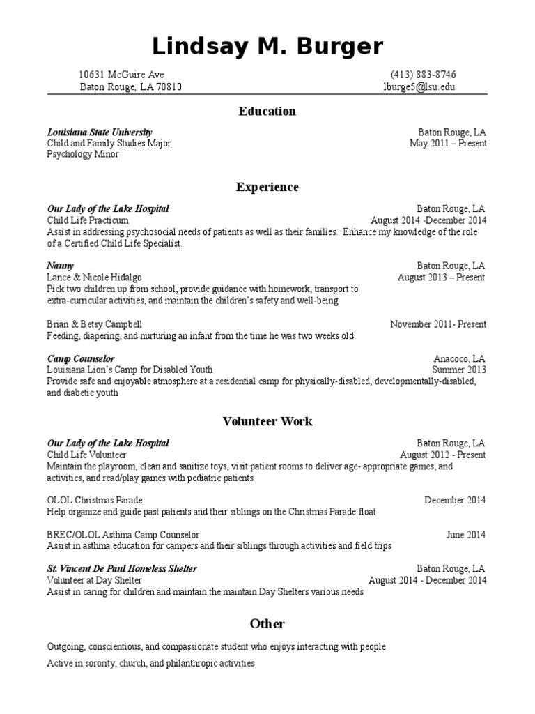 Lindsay Burger Resume | PDF