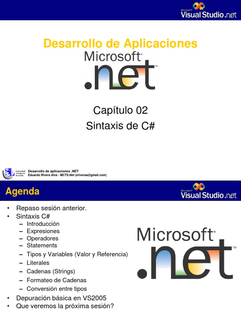 Sesión 02 - Sintaxis de CSharp (C#) | PDF | C Sharp (lenguaje de programación) | Informática teórica