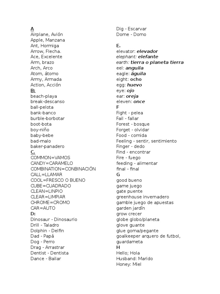 10 Palabras Con Cada Letra Del Abecedario en Ingles y Español