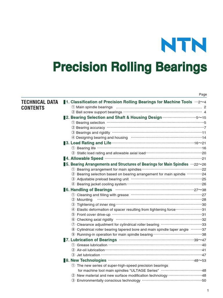 NTN Bearing Technical Data and Adjustment PDF | Download Free PDF ...