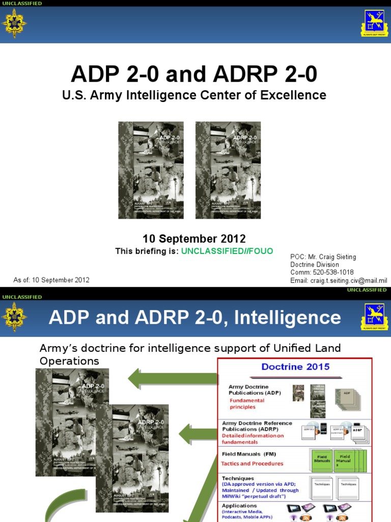ADP 2-0 and ADRP 2-0: U.S. Army Intelligence Center of Excellence | PDF | Military Intelligence ...