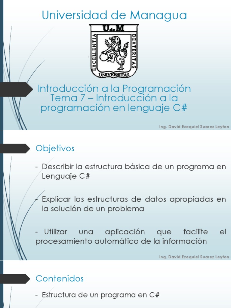 1 Programacion En Csharp Conceptos Basicos Lenguaje De Programación C Sharp Lenguaje De 