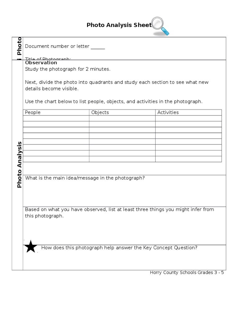 Photo Analysis Worksheet for Students | PDF | Career & Growth | Self ...