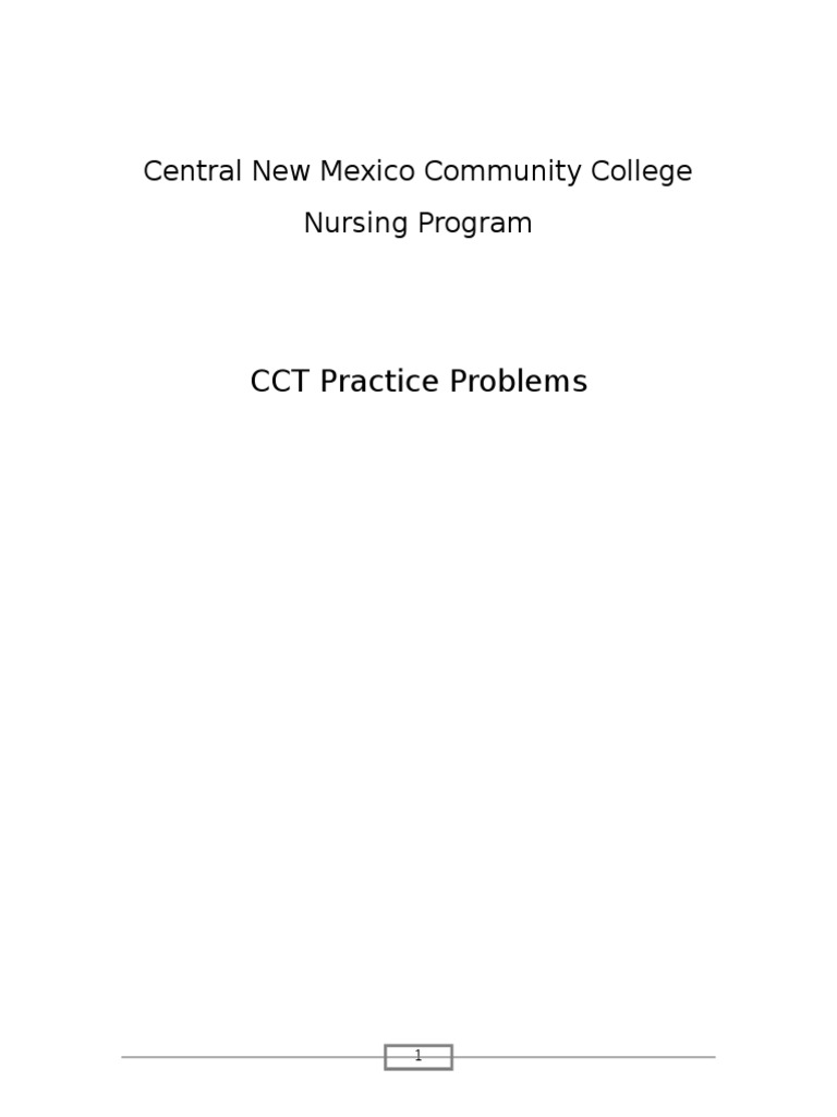 CCT Practice Problems | PDF | Saline (Medicine) | Intravenous Therapy