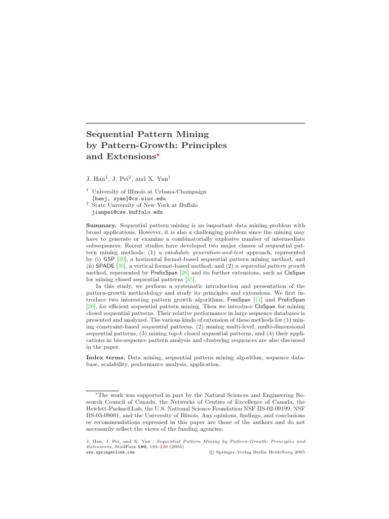 Sequential Pattern Mining by Pattern-Growth: Principles and Extensions | PDF | Sequence ...