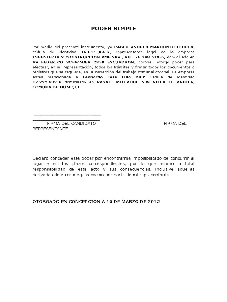 Poder Simple Inspeccion Del Trabajo | PDF | Derecho