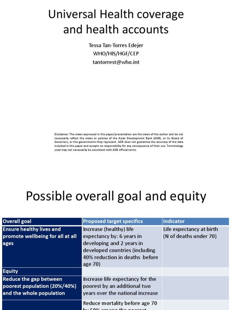 PRESENTATION: UHC and Health Accounts | PDF | Tuberculosis | Preventive ...