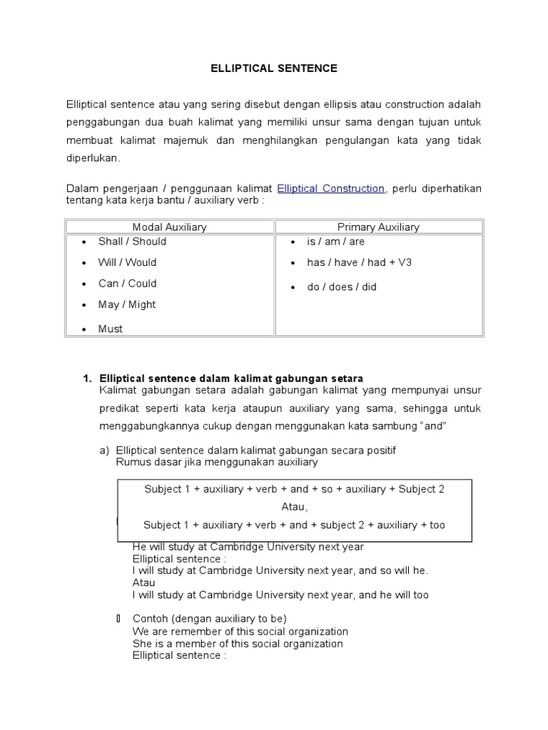 Elliptical Sentence | PDF | Verb | Linguistic Typology
