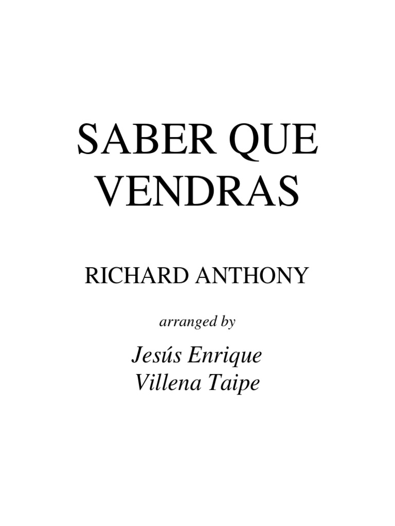 Letra y Partitura: Saber Que Vendrás | PDF | Producción de sonido ...