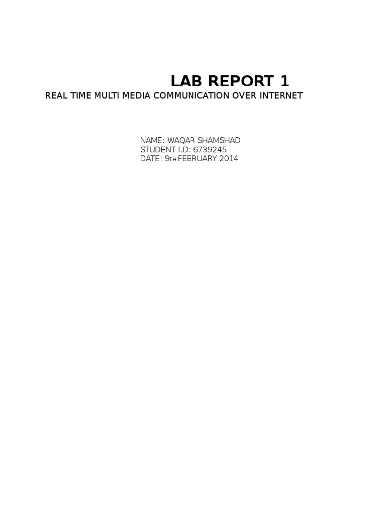 Real-Time Multimedia Communication Lab Report | PDF