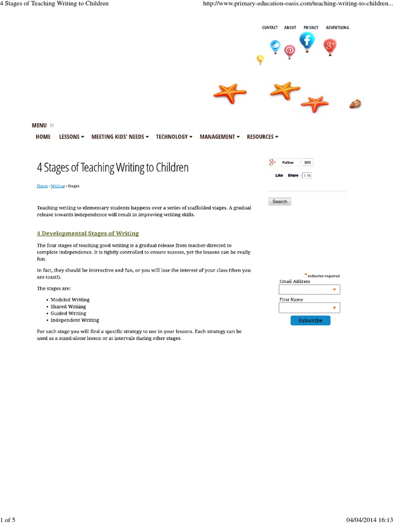 4 Stages of Teaching Writing To Children | PDF