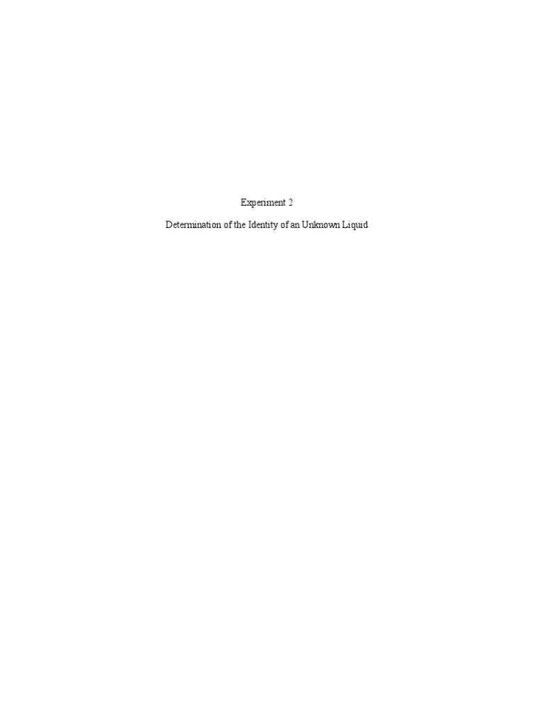 Determination of The Identity of An Unknown Liquid | PDF | Density ...