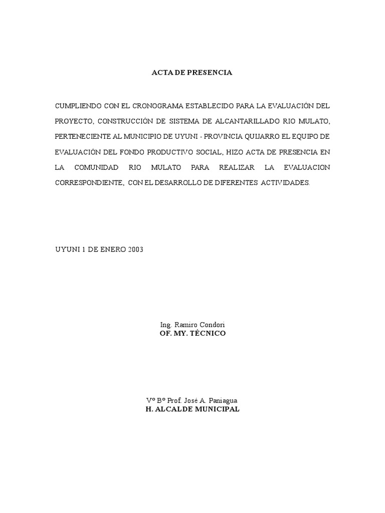 Acta de Presencia | PDF
