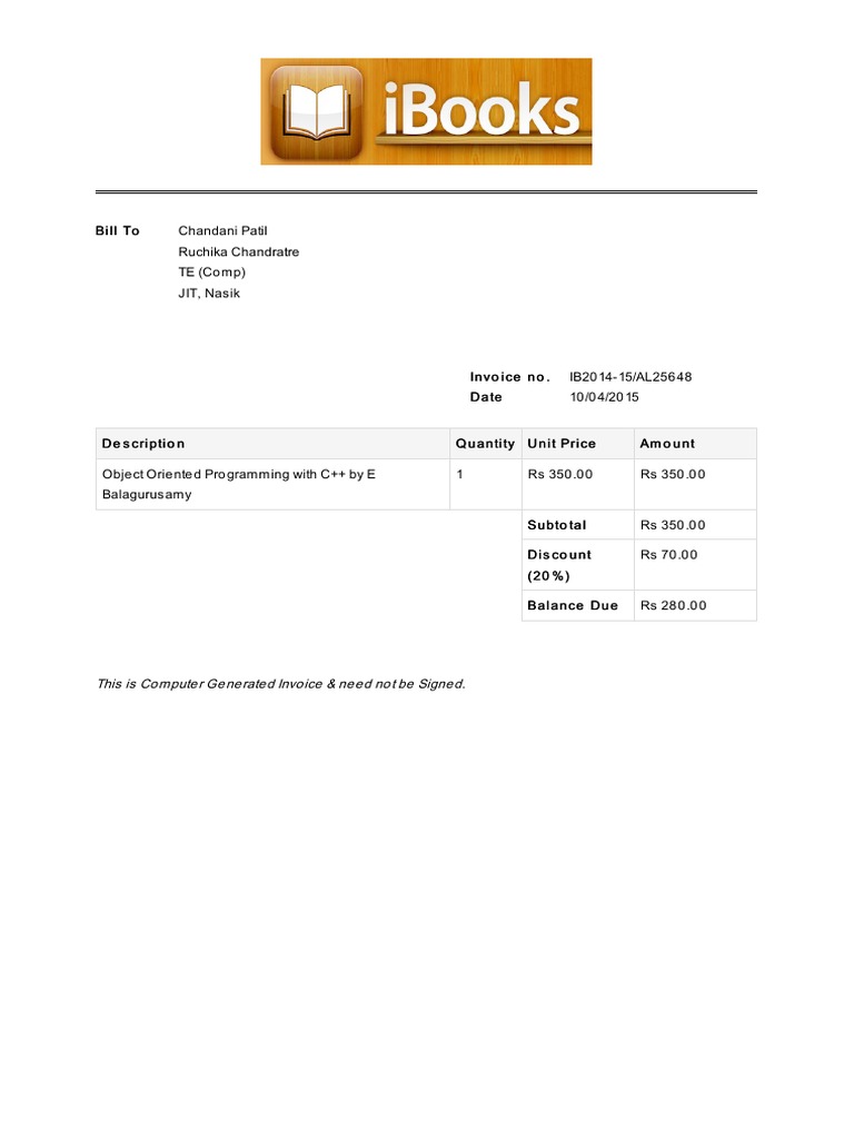 This Is Computer Generated Invoice & Need Not Be Signed | PDF